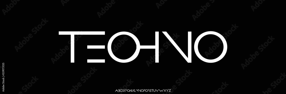 TECHNO Modern Bold Font. Regular Italic Number Typography urban style ...
