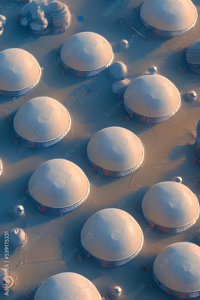 first martian colony - mars base - planet mars colony with geodesic ...