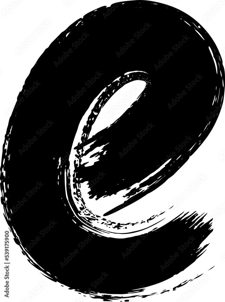 e - Black handwritten letters on white background. Acrylic black colors ...