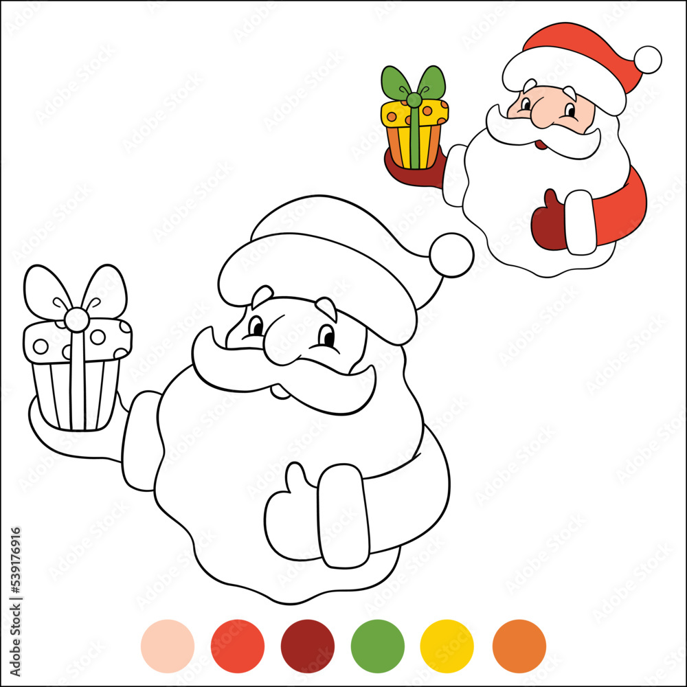 Merry Christmas and Happy New Year coloring page with example and color ...