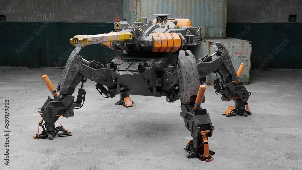 Spider Tank Robot 3D, 3D artwork.3D rendering.3D illustration,Model ...