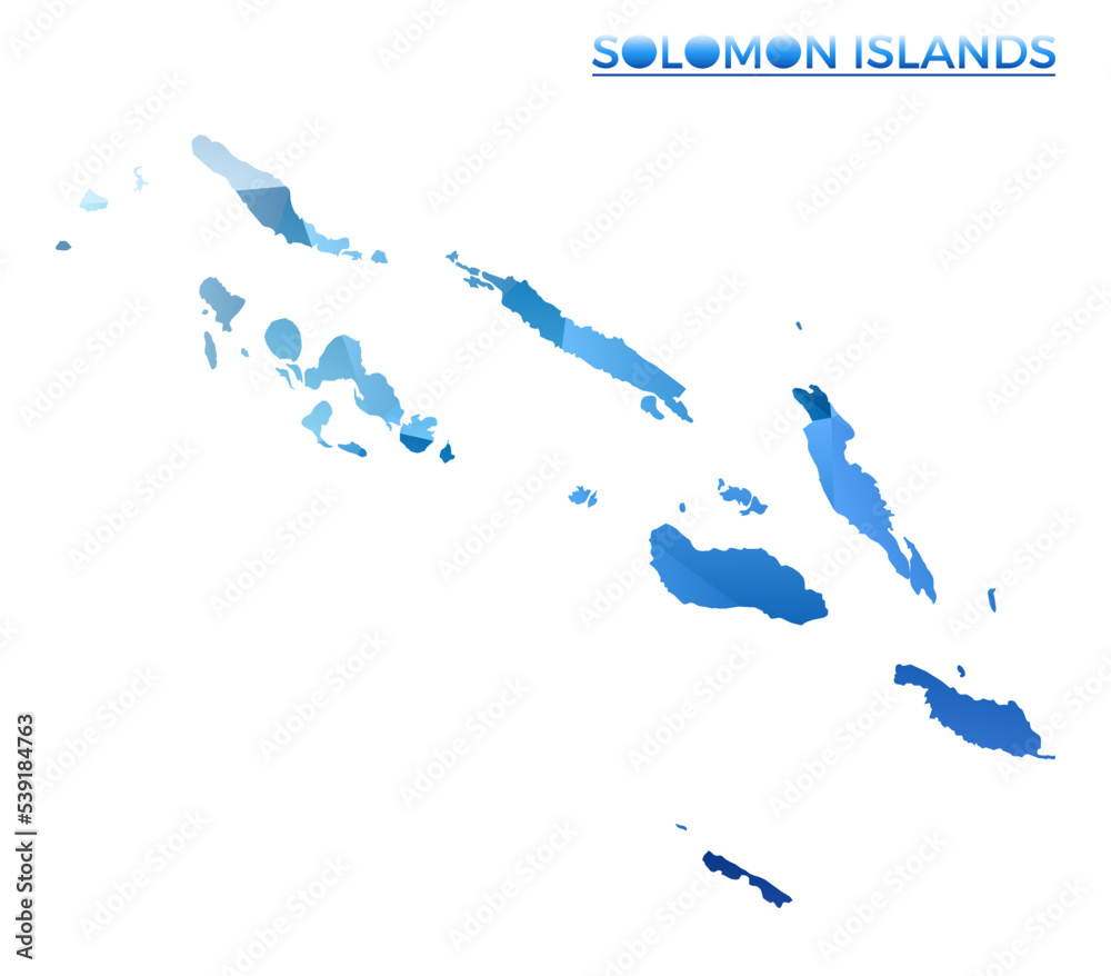 Vector polygonal Solomon Islands map. Vibrant geometric country in low ...