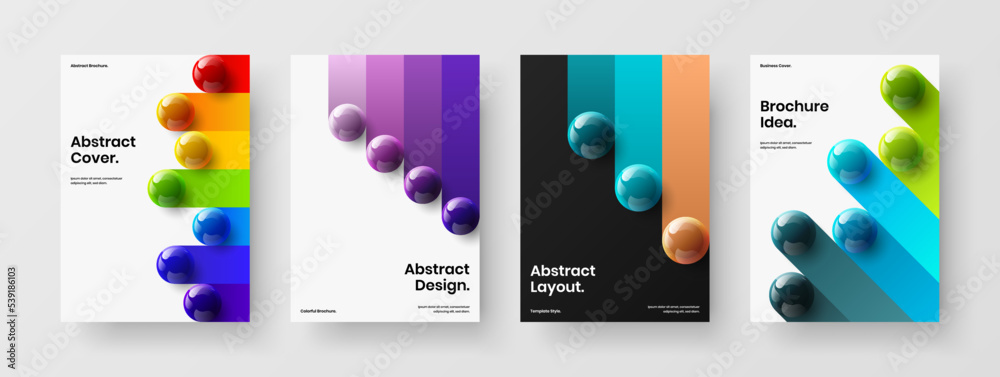 Original 3D spheres cover layout composition. Trendy front page A4 ...