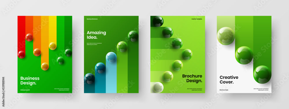 Modern placard vector design illustration bundle. Original 3D balls ...