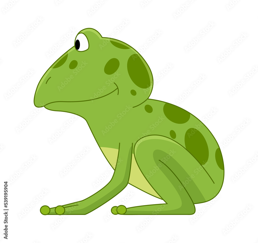 Cartoon frogs Funny cartoon frog. Little amphibia character standing ...