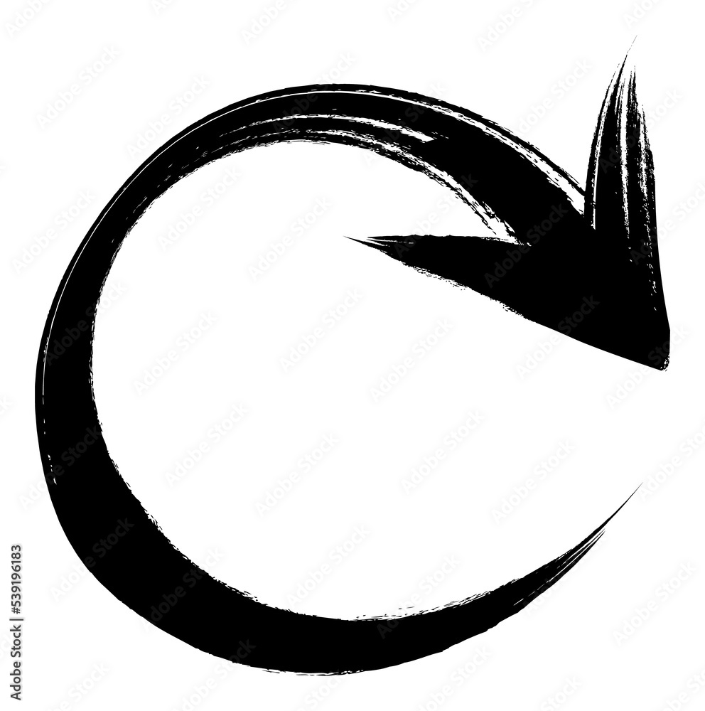 Ink arrow illustration isolated. Grunge arrow icon. Sketch curved arrow ...