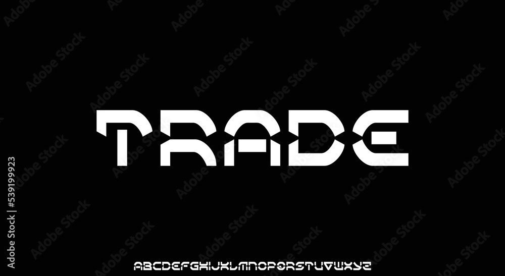 TRADE Sports minimal tech font letter set. Luxury vector typeface for ...