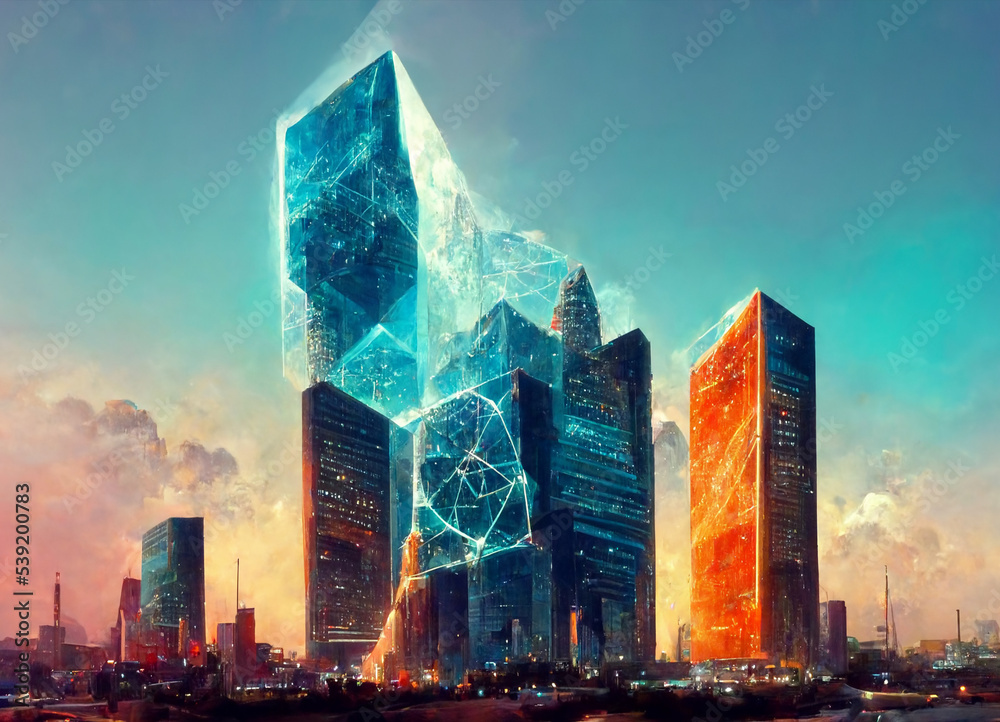 Blockchain technology, futuristic concept of the block chain and ...