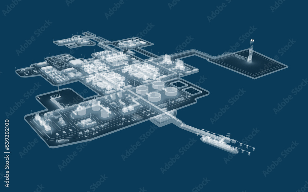 Scheme of the territory of a liquefied natural gas plant with a berth ...