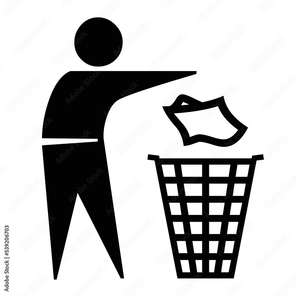 Litter in Bin vector sign design. Isolated Put Litter in Its Place ...