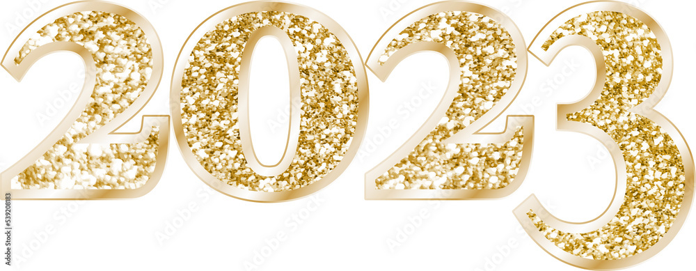 2023 - numbers with gold glitter texture. Symbol of the new year. Stock ...