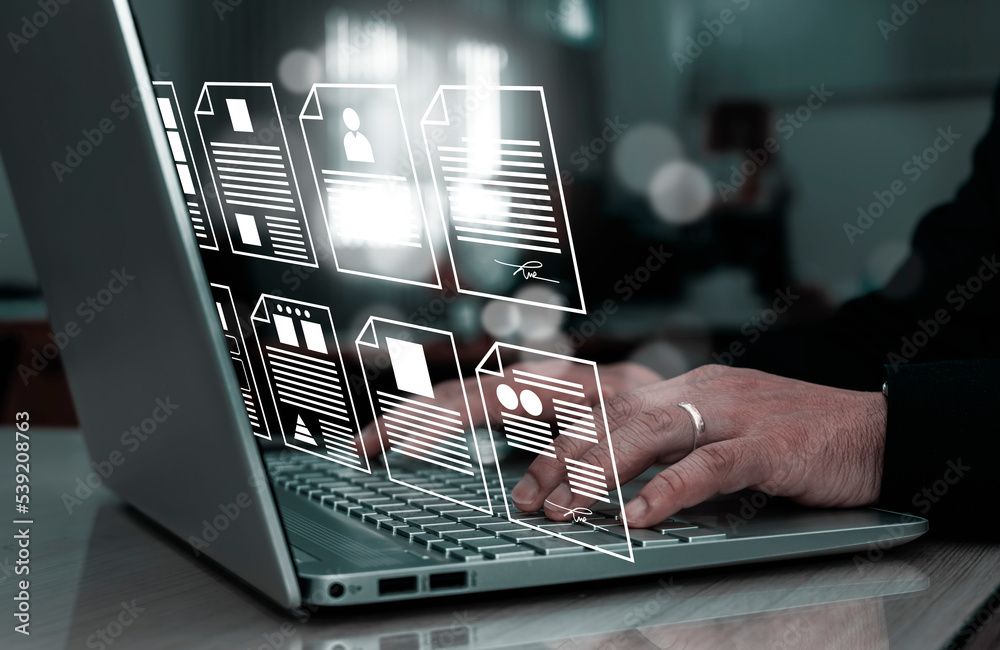 Stockfoto Automated processes to manage files efficiently businessman ...