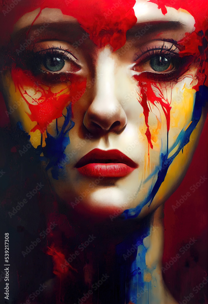 Woman crying blood with Ukrainian flag colors 3d illustrated Stock ...