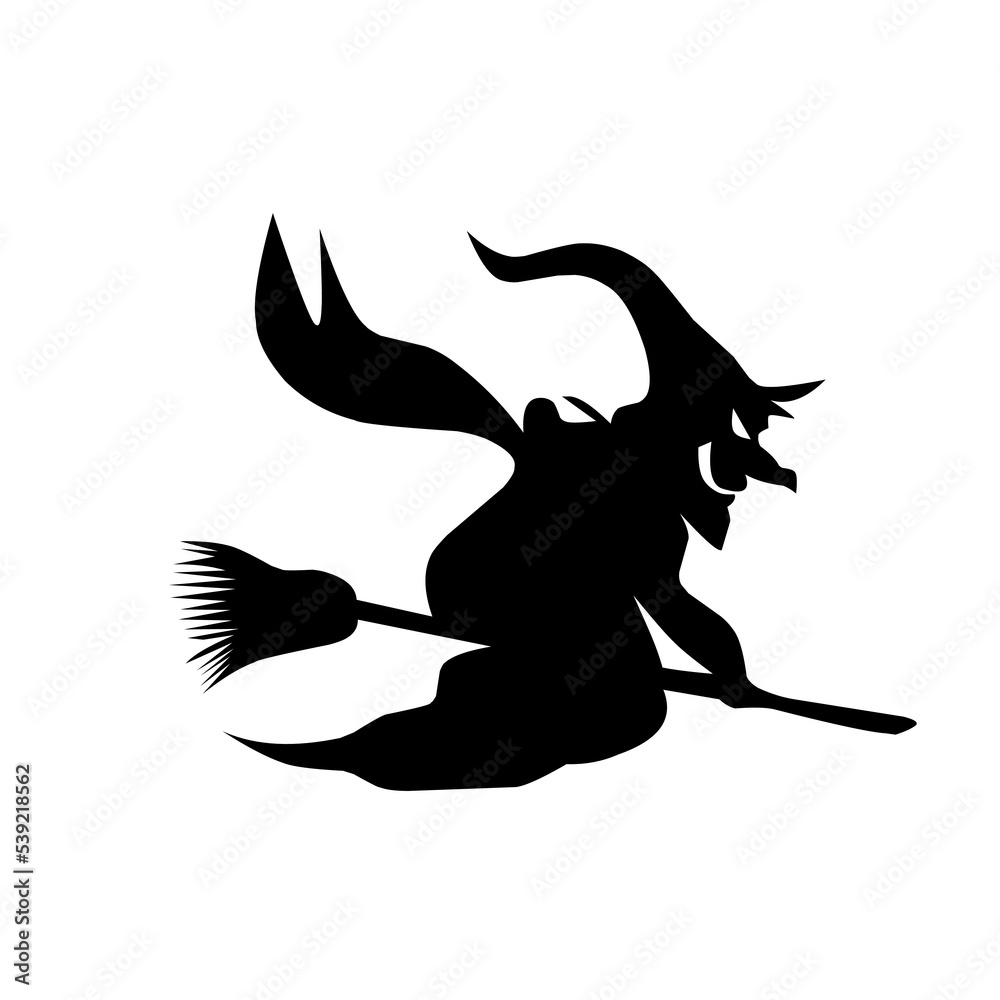 black flying witch vector illustration Stock Vector | Adobe Stock