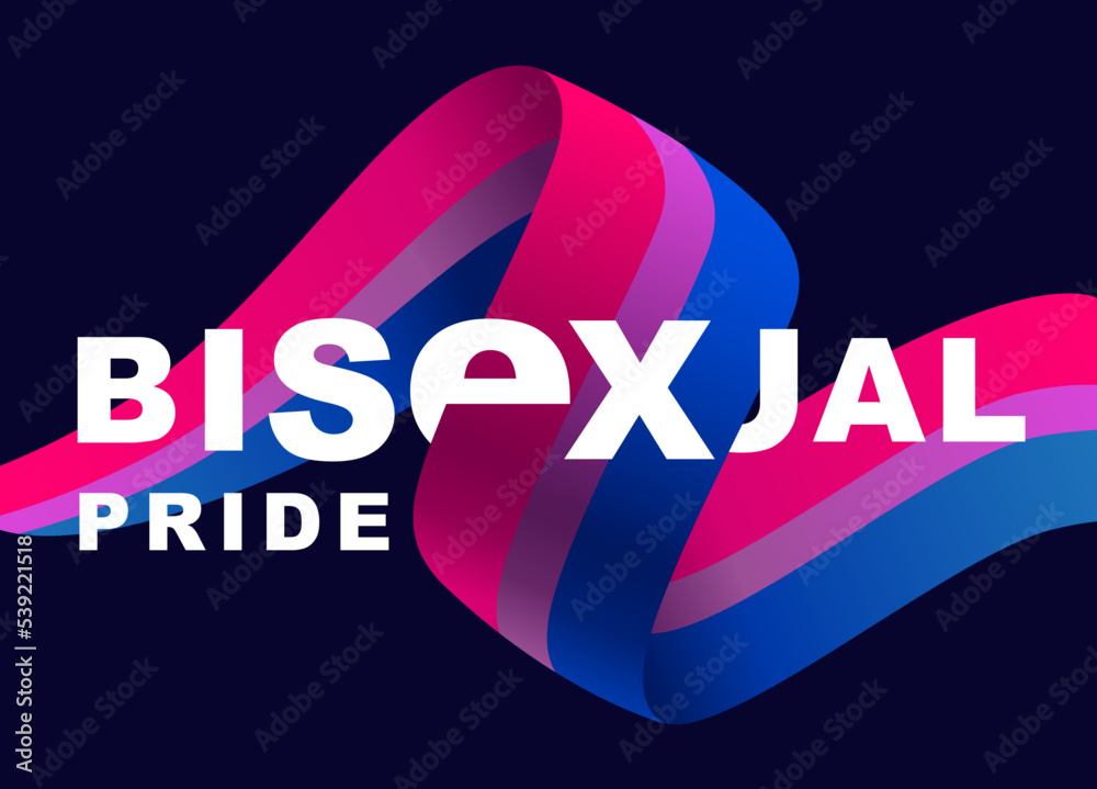 Ribbon in the colors of the bisexual pride flag. Big inscription ...
