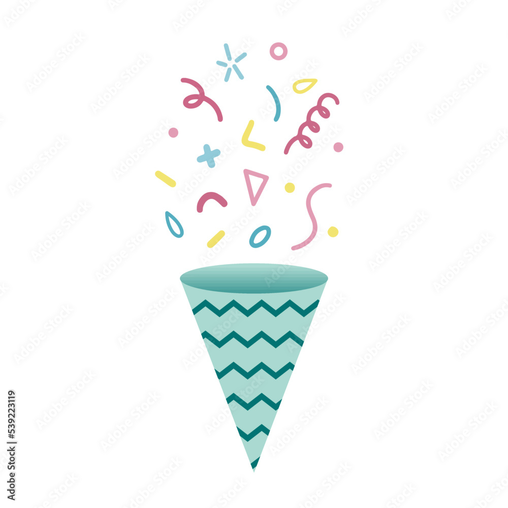 firecracker confetti set paper birthday. cute party popper illustration ...