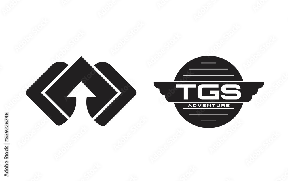 TGS Letter Top Arrow Adventure Wings Logo, TGS circle logo design ...