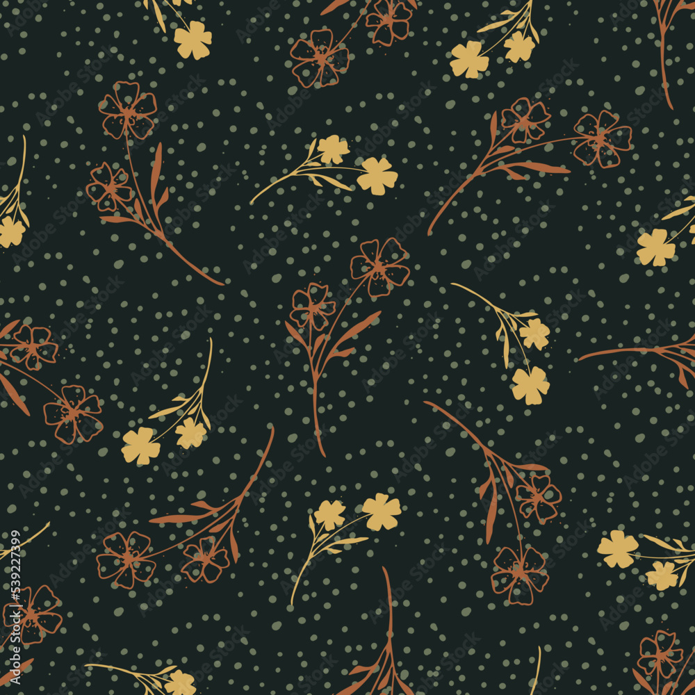 Vintage wild meadow flower seamless vector pattern background ...