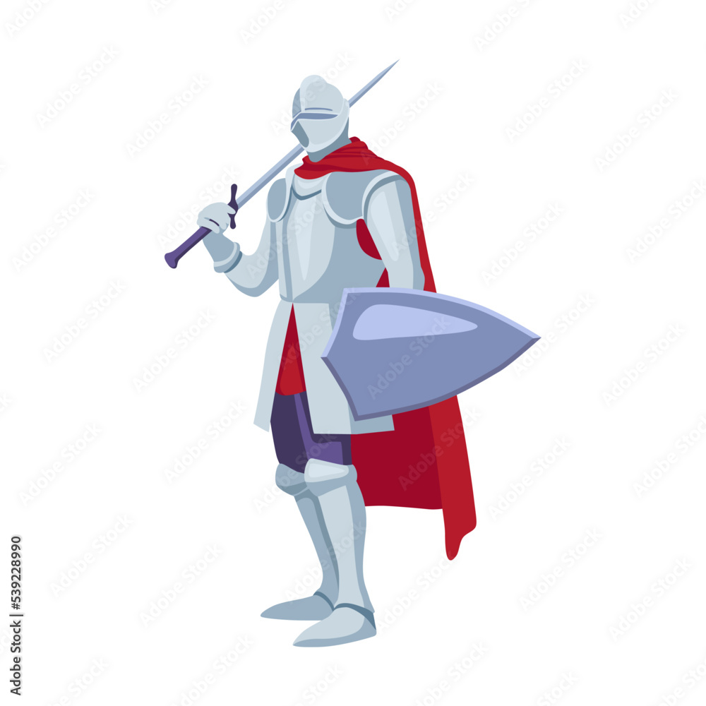 Armored knight with weapon. Vector illustration. Soldier, sword and ...