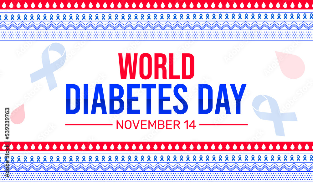 World Diabetes Day Wallpaper with Ribbon and drop sign inside the ...