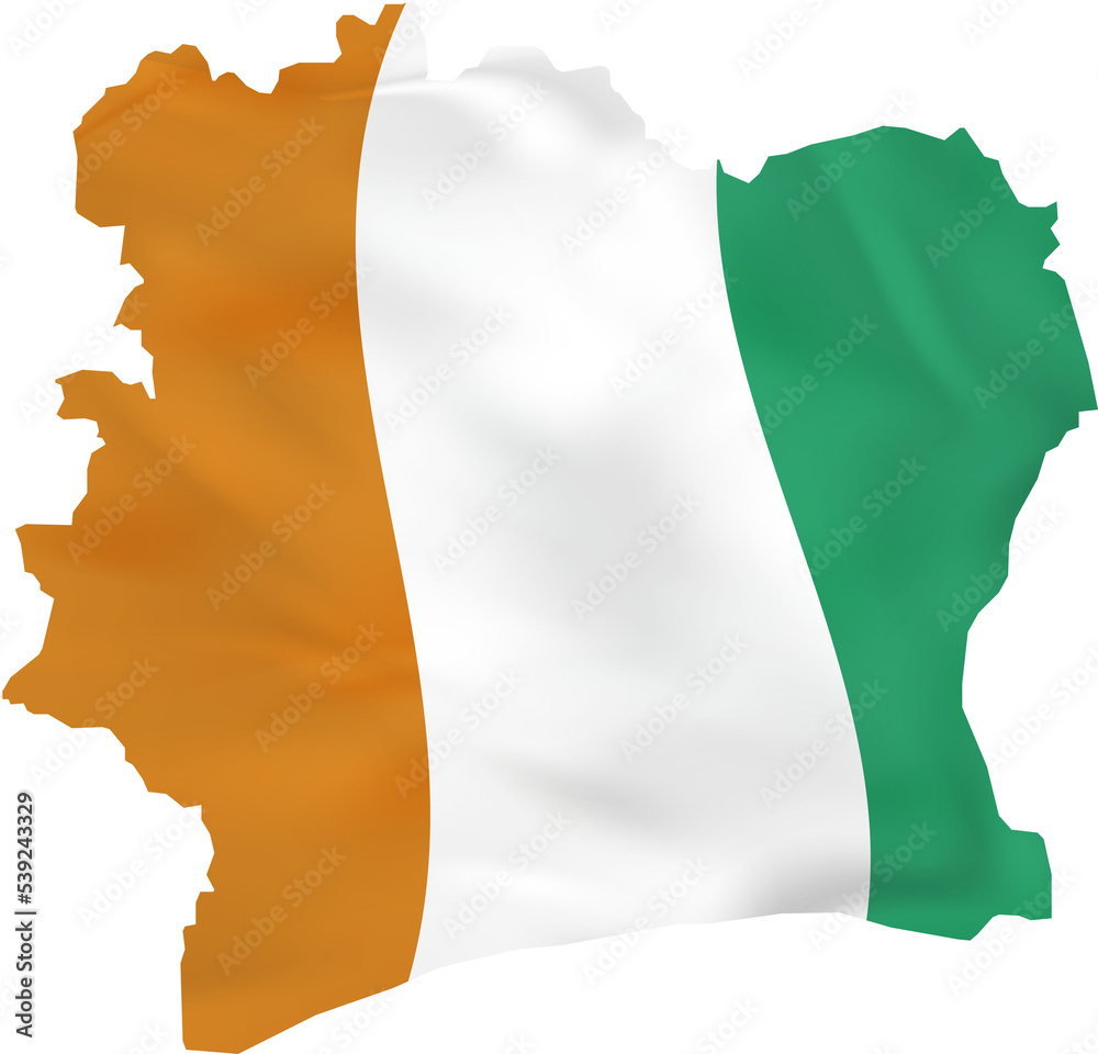 Ivory Coast map with waving flag. Stock Illustration | Adobe Stock