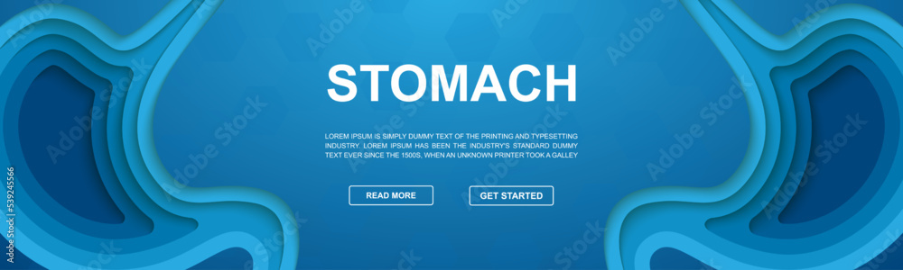 Stomach paper cut symbol for promotion banner. Horizontal paper cut ...