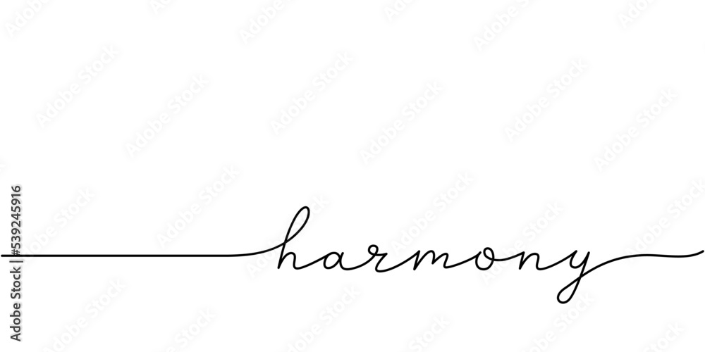 Harmony word - continuous one line with word. Minimalistic drawing of ...