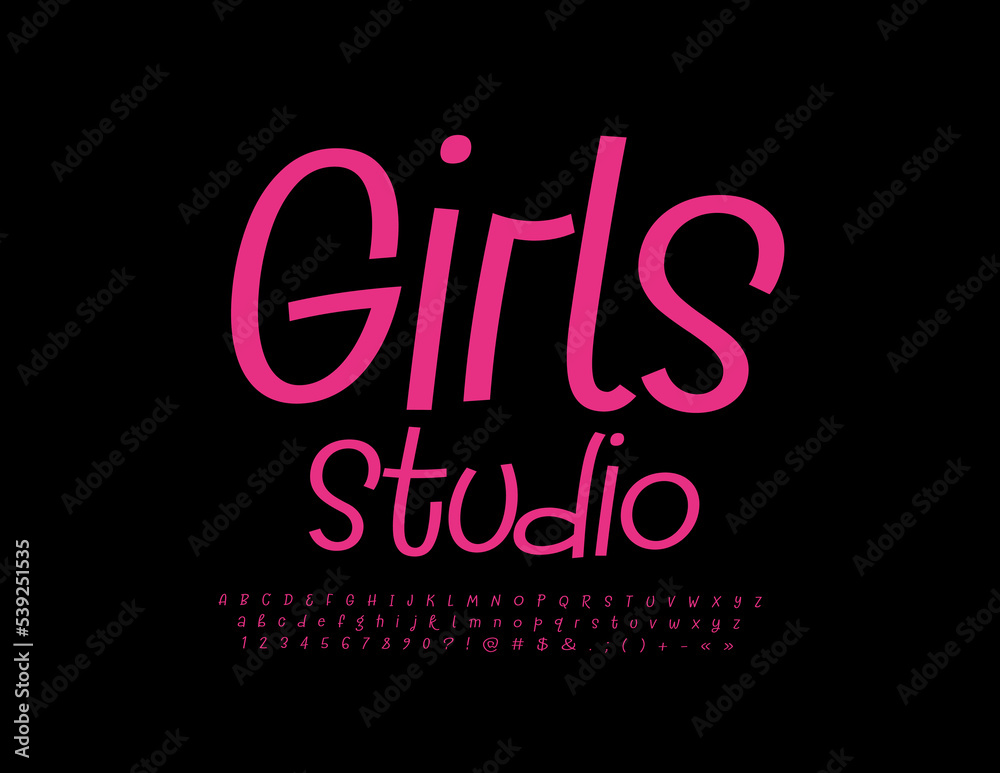 Vector stylish logo Girls Studio with Slim handwritten Font. Elegant ...