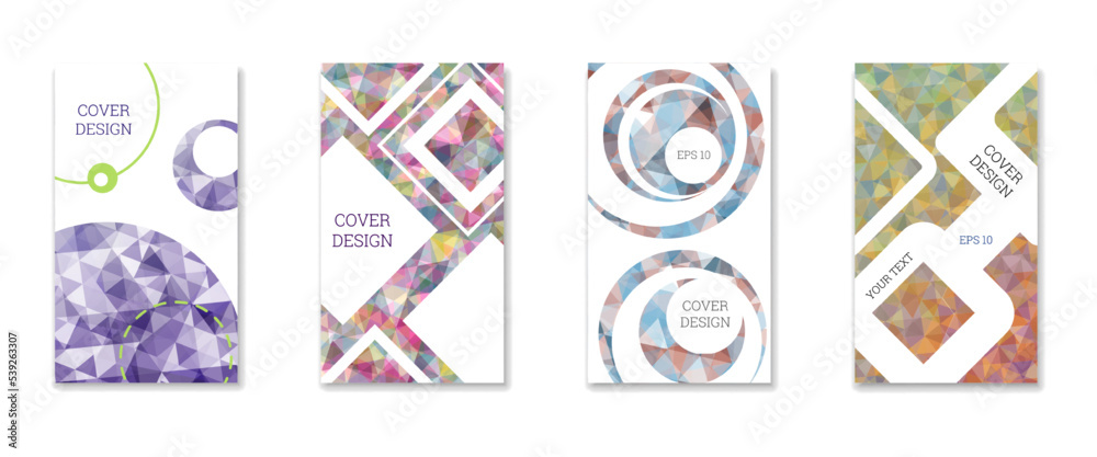 Cover design. Set of 4 covers. Imitation of crumpled paper. Unusual ...