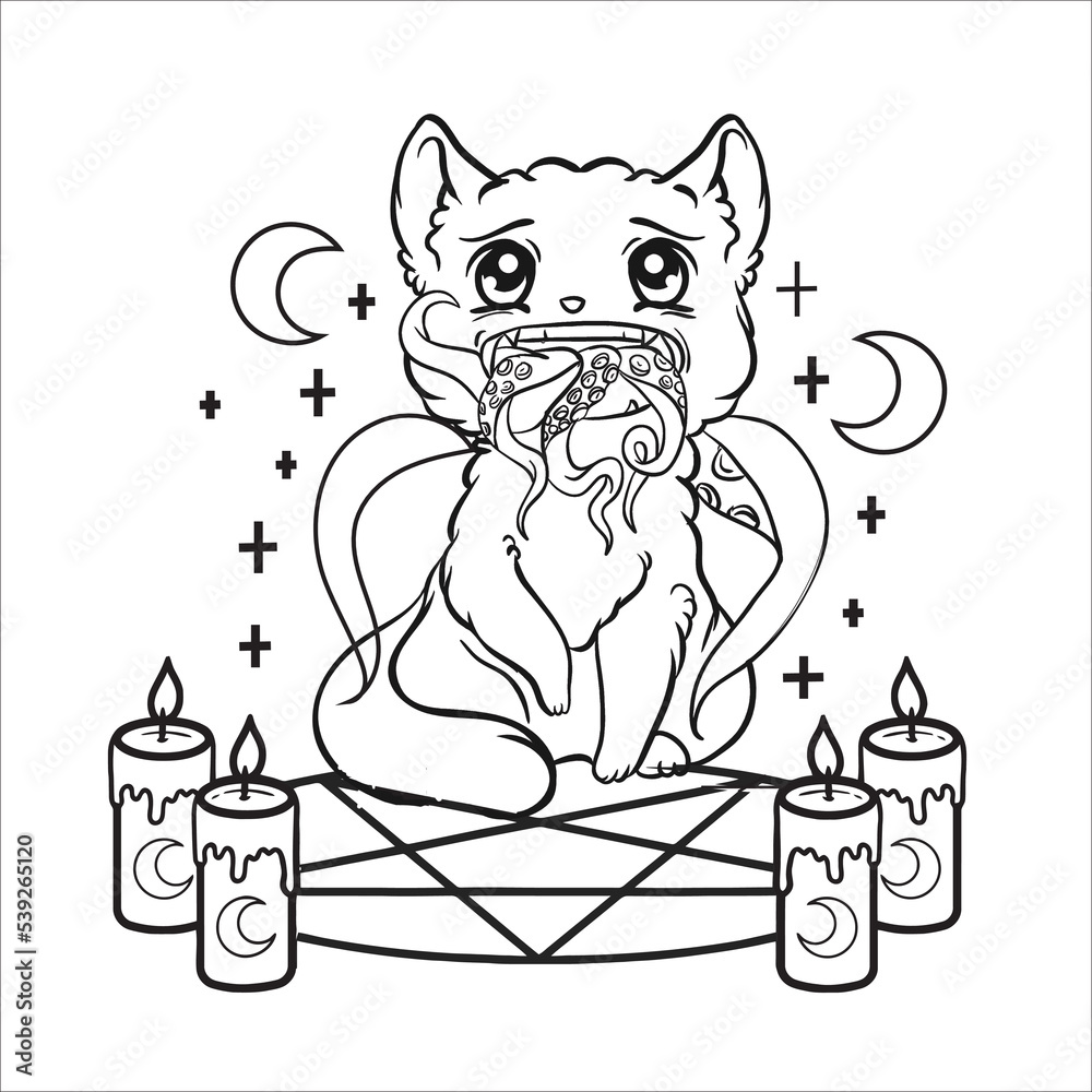 pastel goth coloring page for adult Stock Vector | Adobe Stock