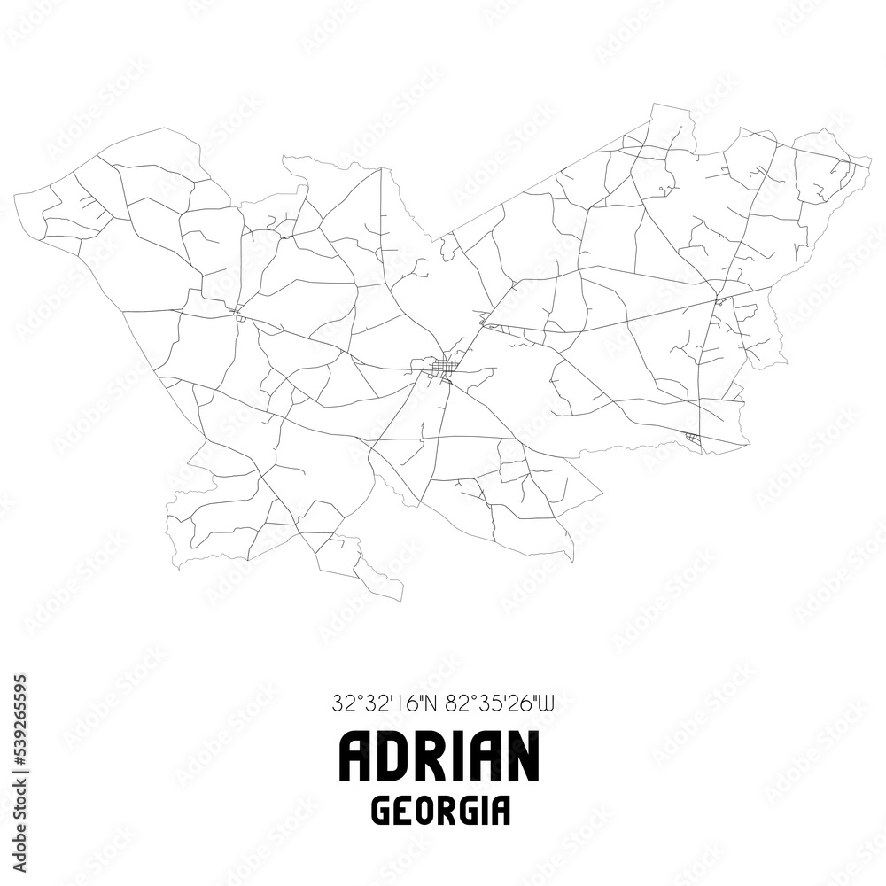 Adrian Georgia. US street map with black and white lines. ilustração do ...