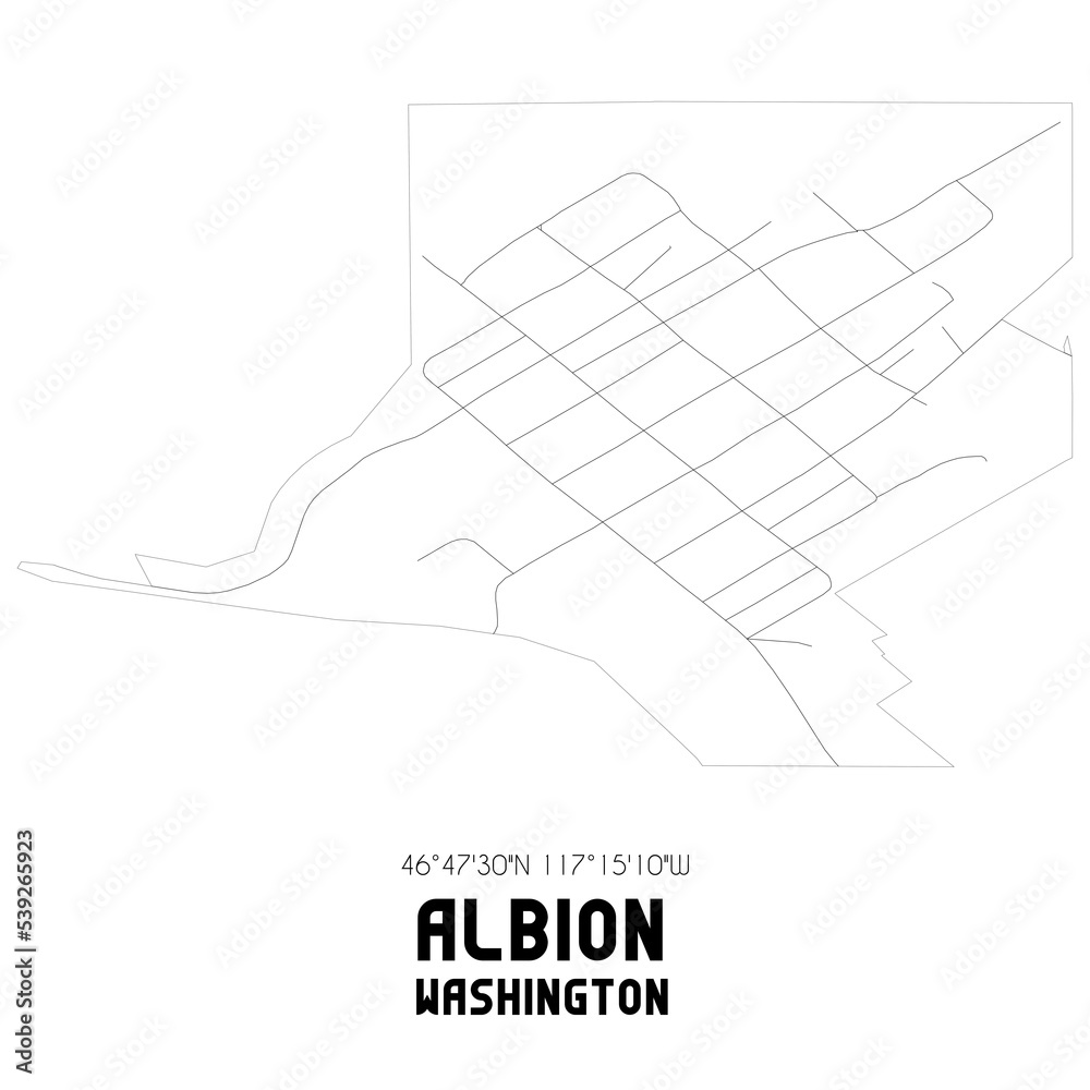 Albion Washington. US street map with black and white lines. Stock ...