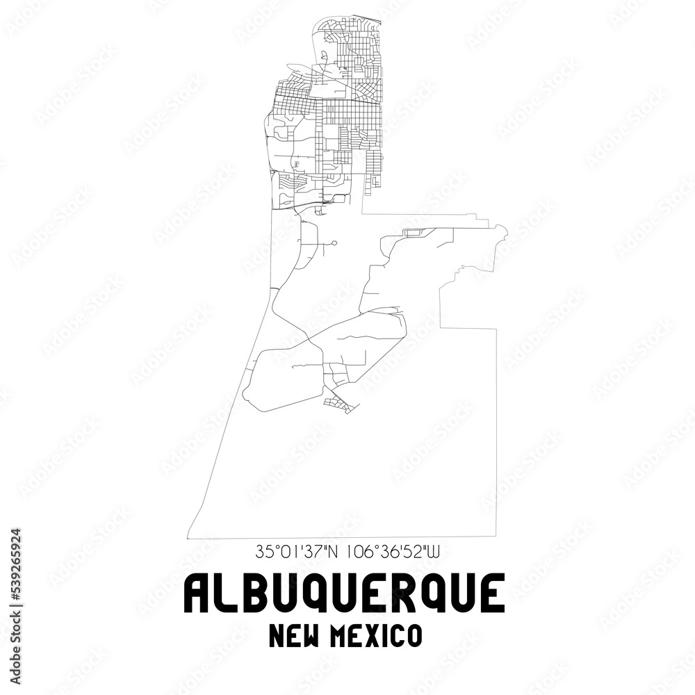 Albuquerque New Mexico. US street map with black and white lines. Stock ...