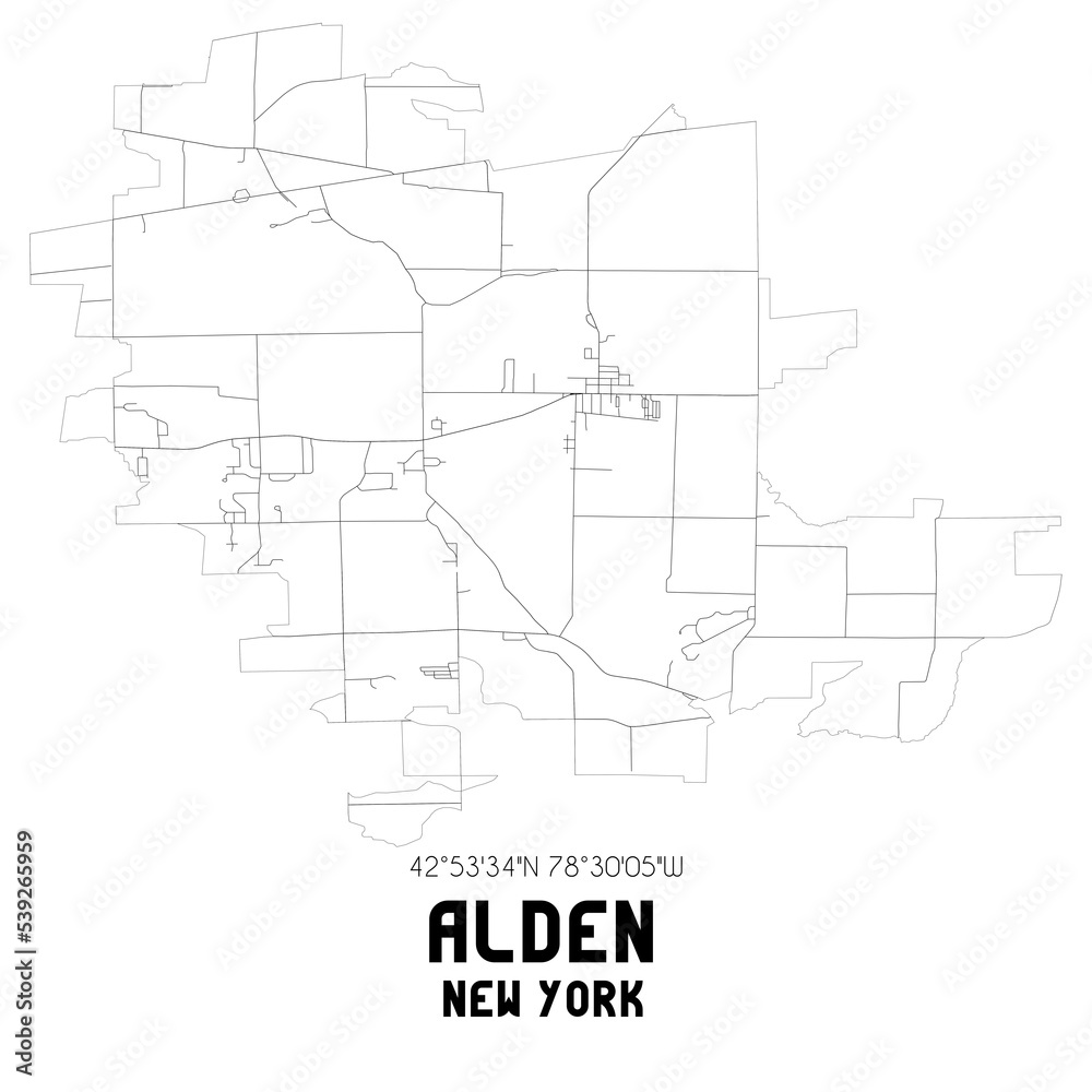 Alden New York. US street map with black and white lines. Stock ...