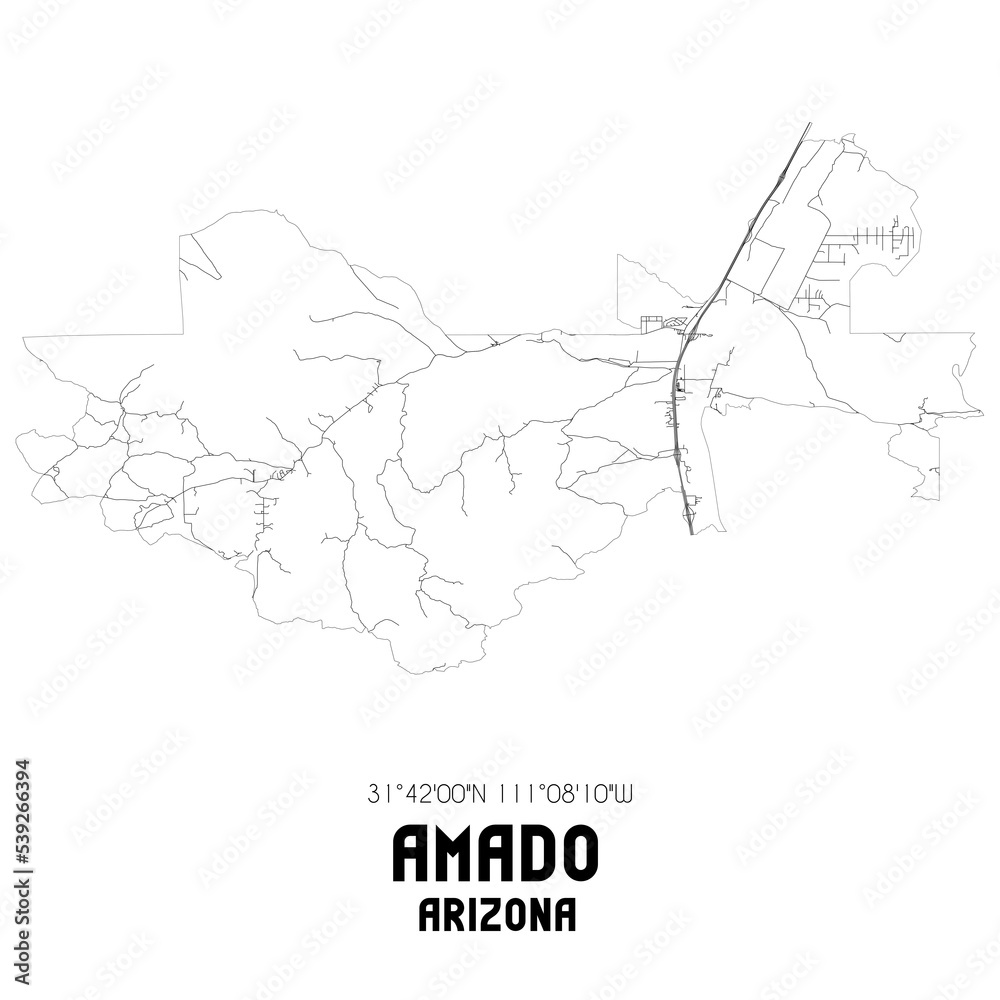 Amado Arizona. US street map with black and white lines. Stock ...