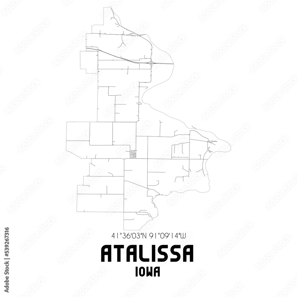 Fototapeta mapa świata dla dzieci Atalissa Iowa. US street map with ...