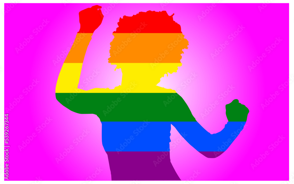 LGBT woman. body shape in LGBT colors with purple background for ...
