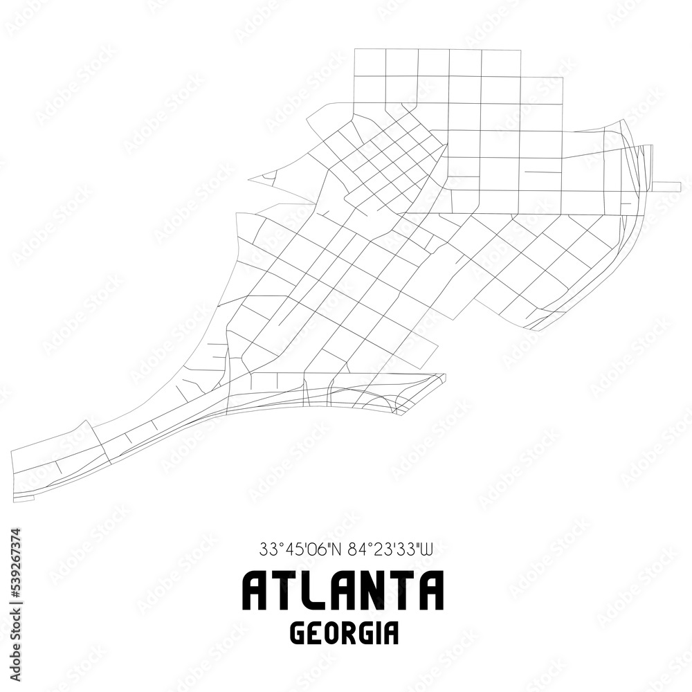 Atlanta Georgia. US street map with black and white lines. Stock ...