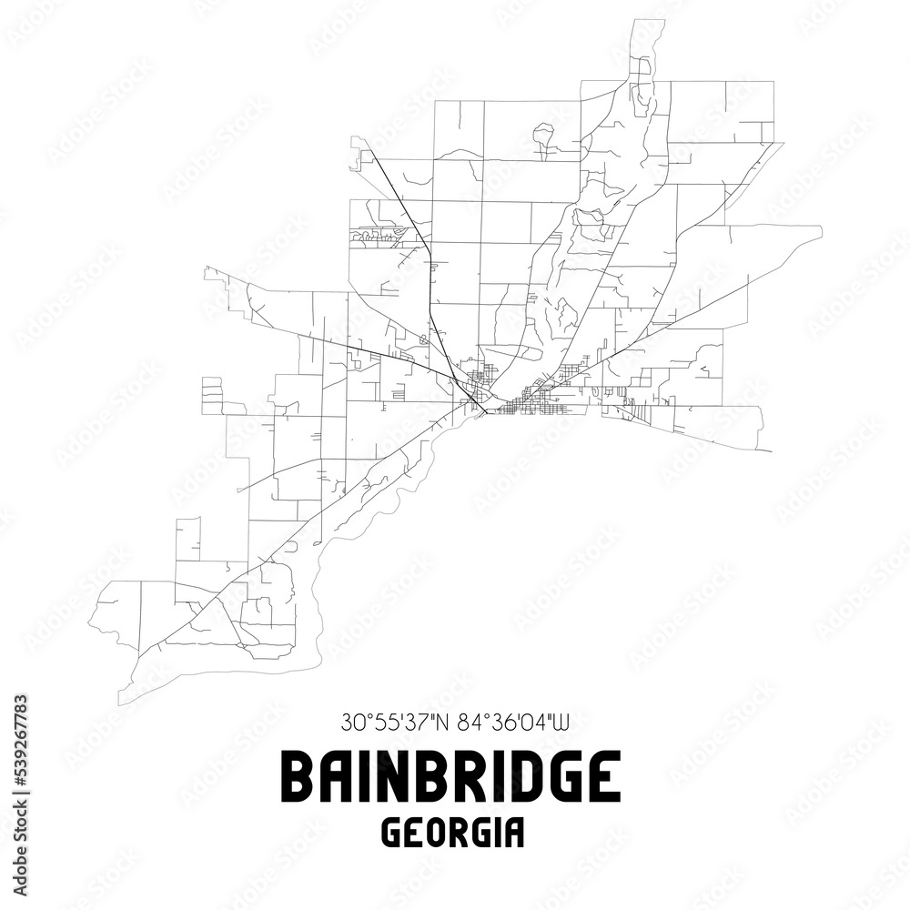 Bainbridge Georgia. US street map with black and white lines. Stock ...