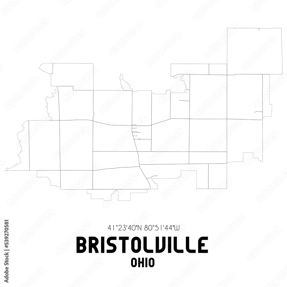 Bristolville Ohio. US street map with black and white lines. Stock ...