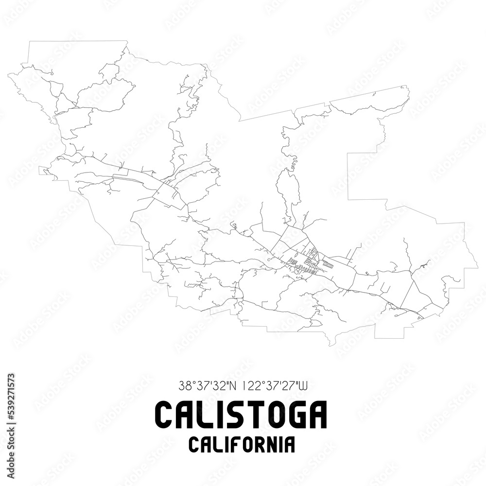 Calistoga California. US street map with black and white lines. Stock ...