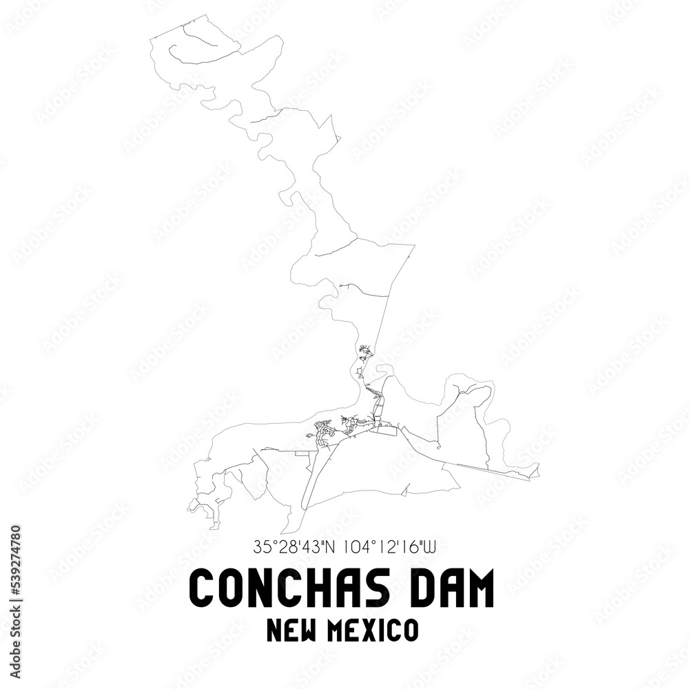 Fototapeta mapa świata dla dzieci Conchas Dam New Mexico. US street map ...