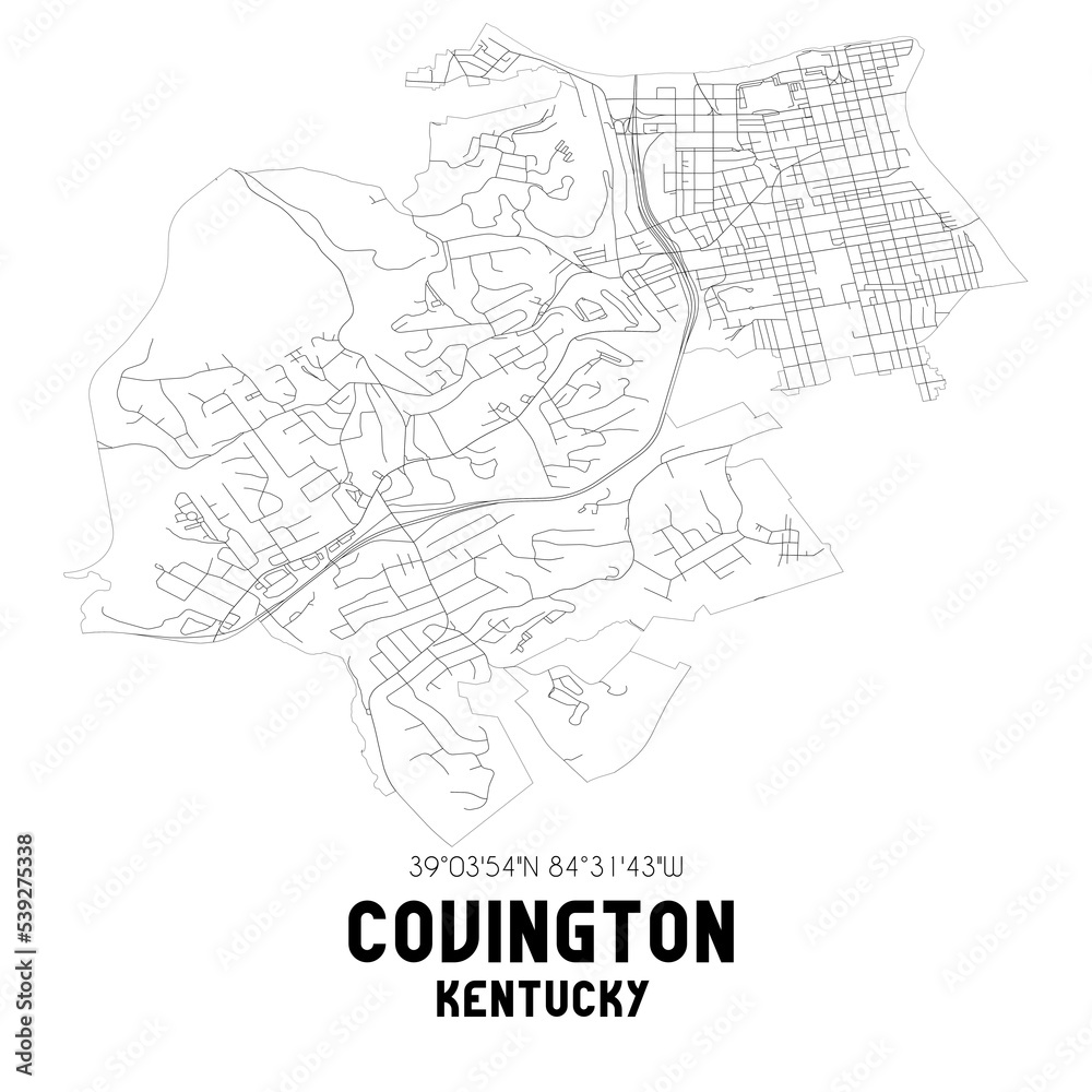 Fototapeta mapa świata dla dzieci Covington Kentucky. US street map ...