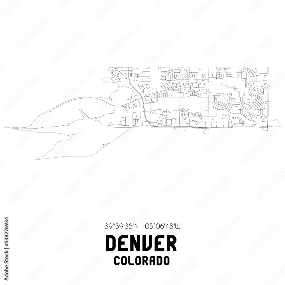 Denver Colorado. US street map with black and white lines. Stock ...