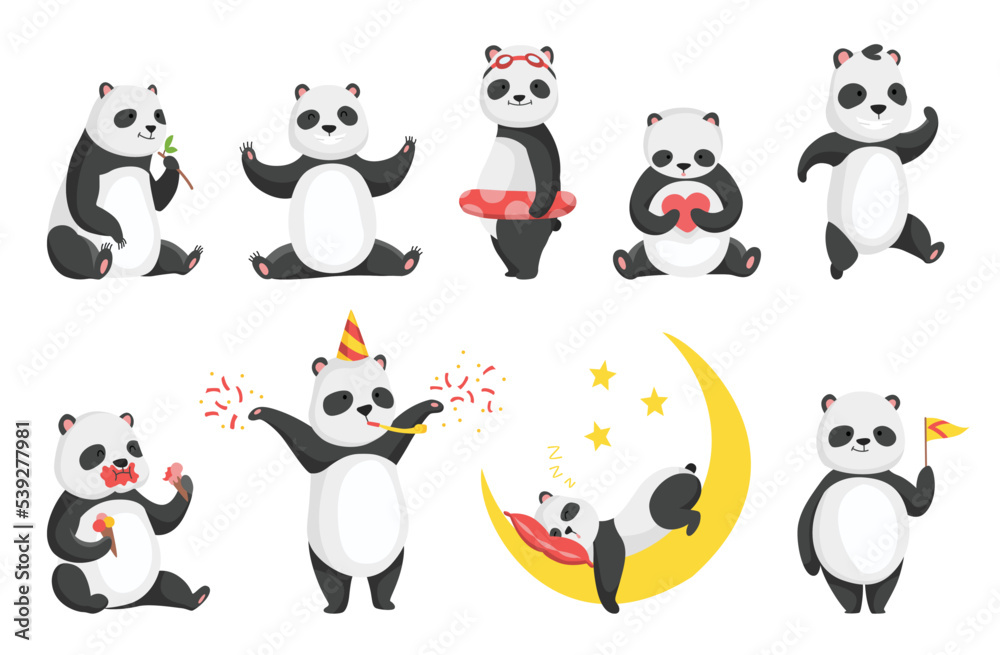 Cute Pandas Cartoon Drawings
