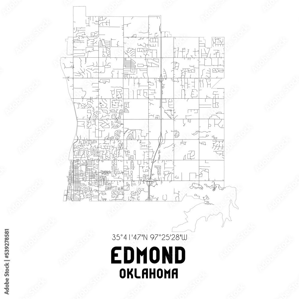 Fototapeta mapa świata dla dzieci Edmond Oklahoma. US street map with ...