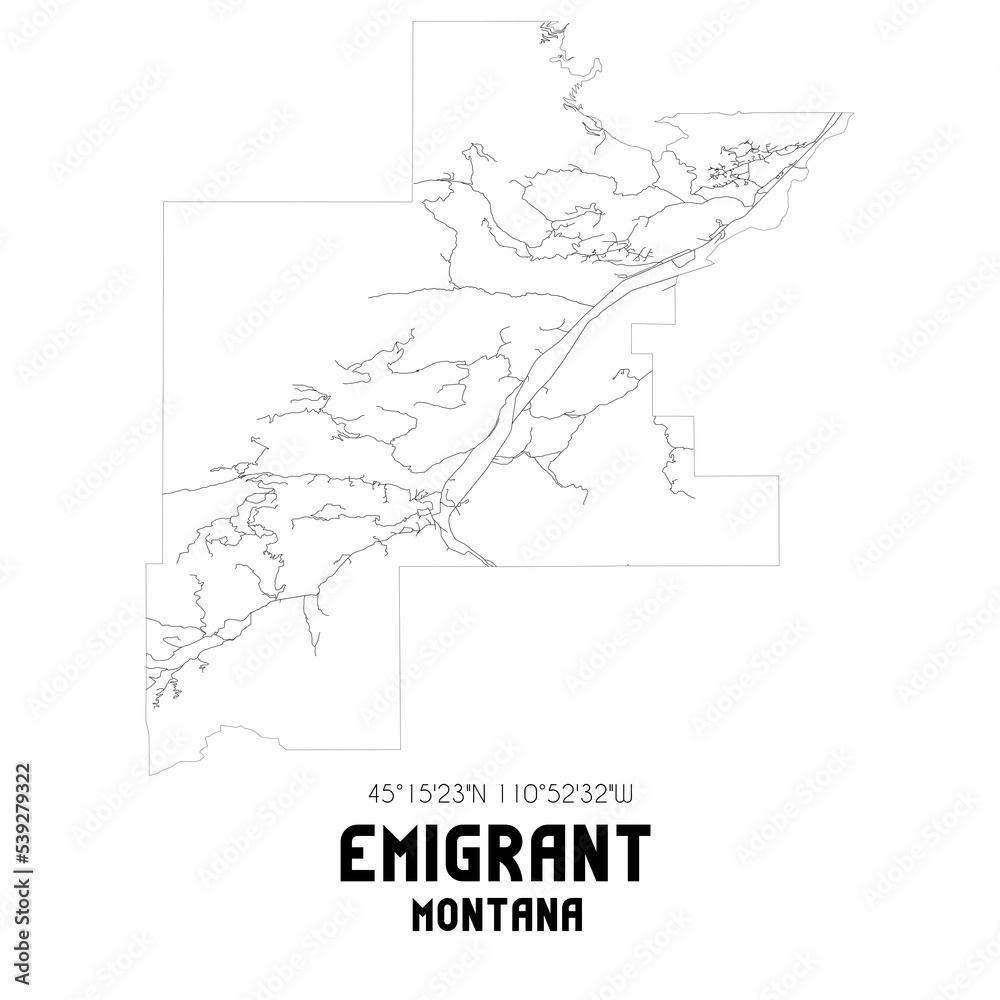 Fototapeta mapa świata dla dzieci Emigrant Montana. US street map with ...