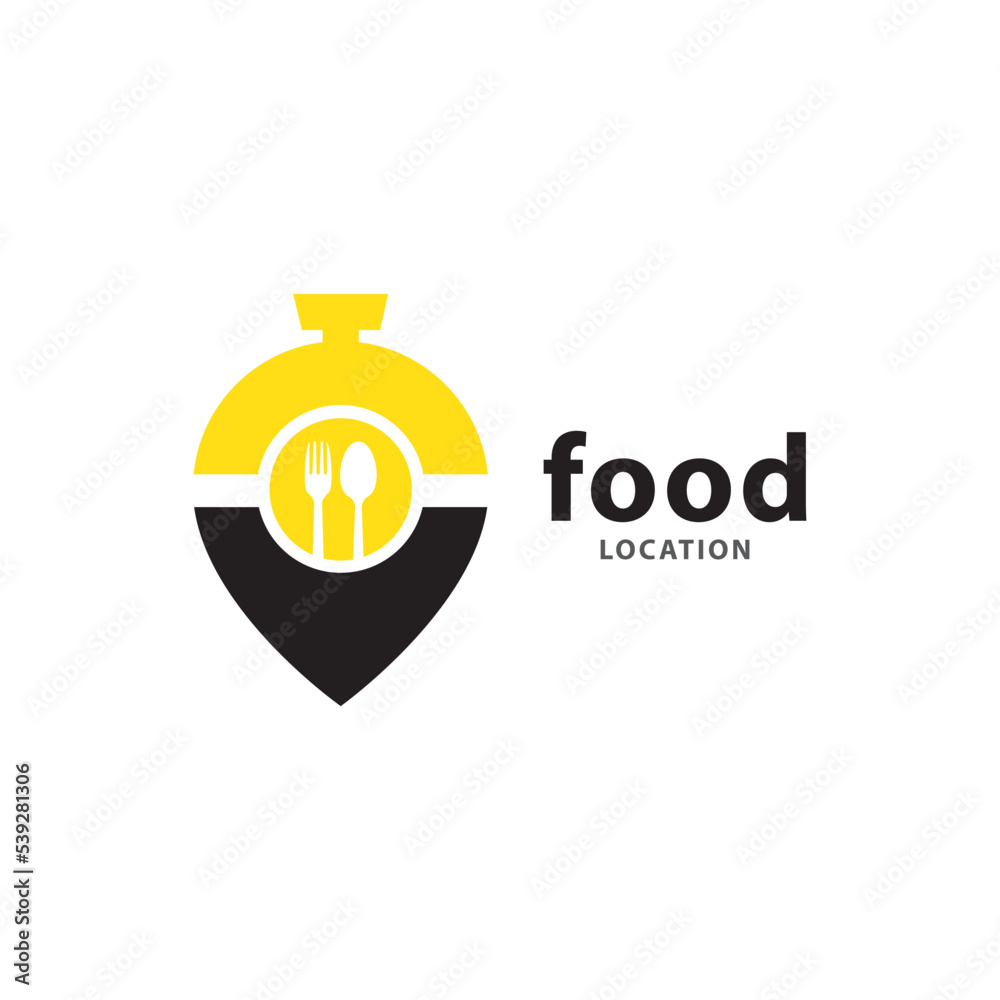 Eat Food Logo Food Point Background Vector Image Stock Vector | Adobe Stock