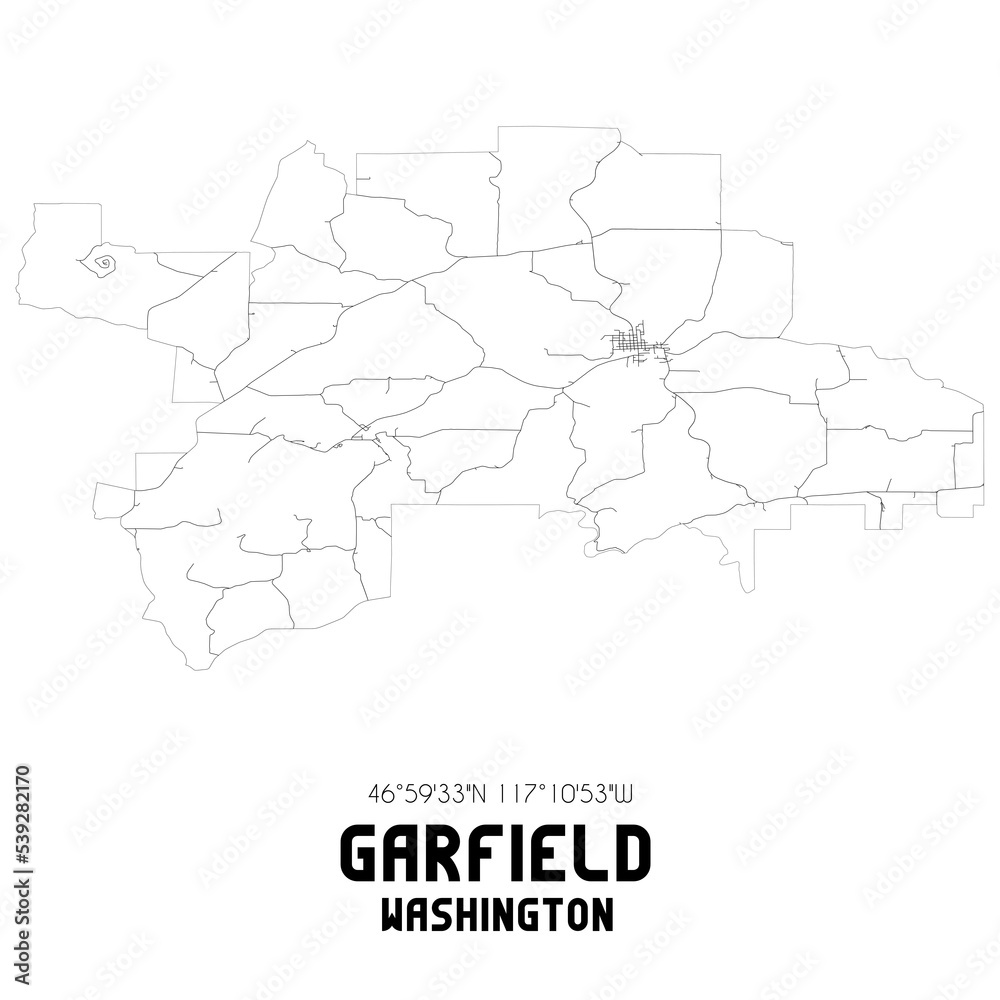 Garfield Washington. US street map with black and white lines. Stock ...