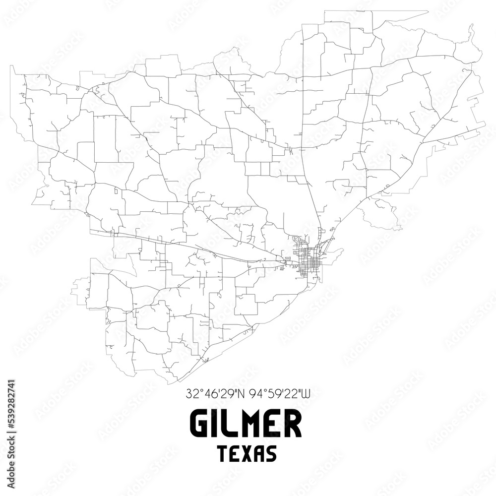 Fototapeta mapa świata dla dzieci Gilmer Texas. US street map with ...